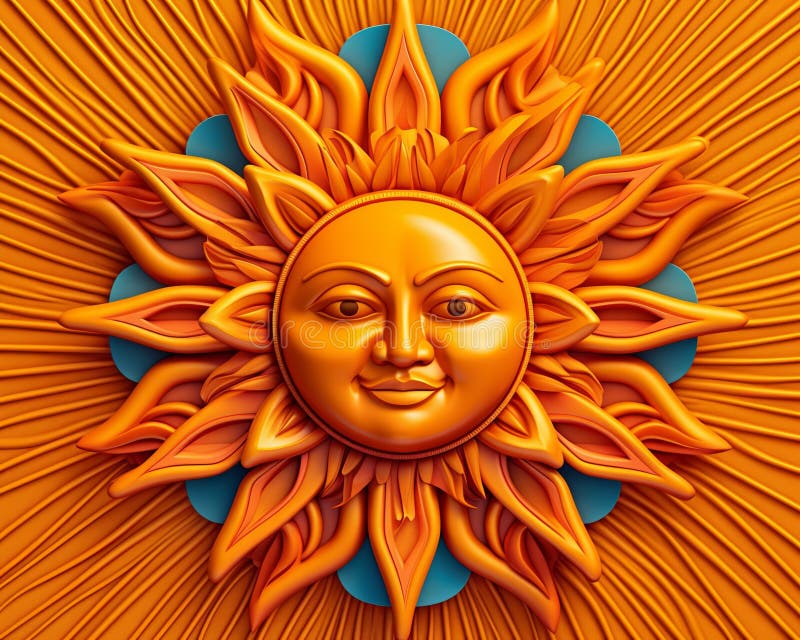 A 3d Illustration of a Sun with a Face on it Stock Photo - Image of ...