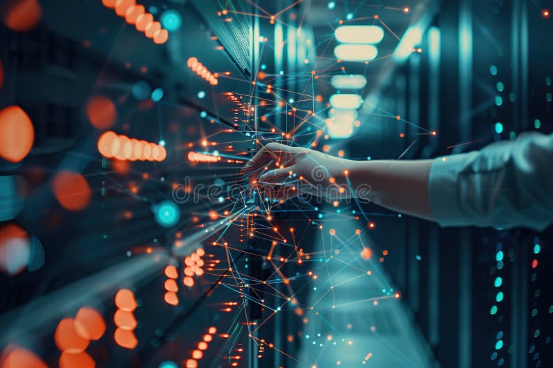 3D Illustration of Super Computer Server Racks in Datacenter,concept of Big Data Storage and ...