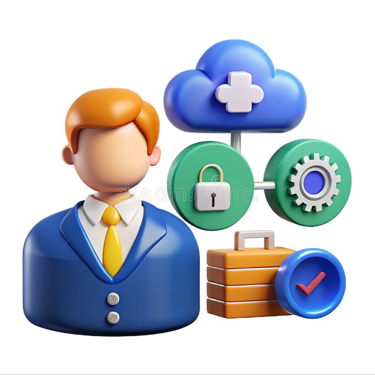 3D Illustration: it Support, Cloud Computing, and Cybersecurity Stock ...