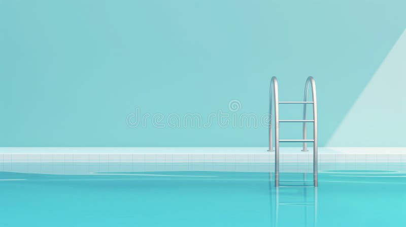 2D Illustration of a Swimming Pool with a Ladder with Basic Shapes ...