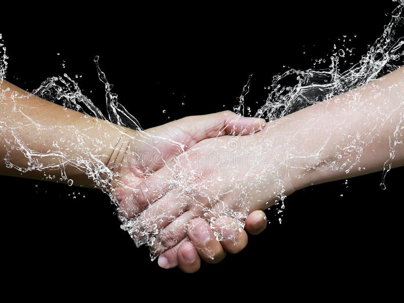 3d Illustration that Synthesizes the Effect of Water on the Handshake ...
