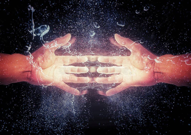 3d Illustration that Synthesizes the Effect of Water on the Handshake ...