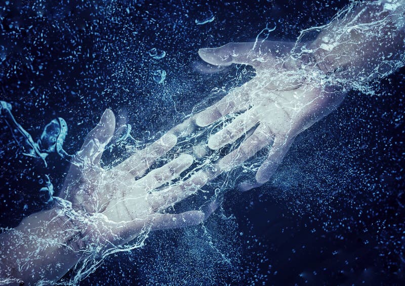 3d Illustration that Synthesizes the Effect of Water on the Handshake ...