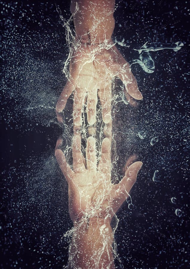 3d Illustration that Synthesizes the Effect of Water on the Handshake ...