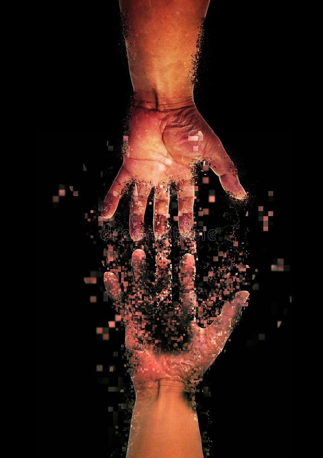 3d Illustration Synthesizing the Effect of an Explosion on a Handshake ...