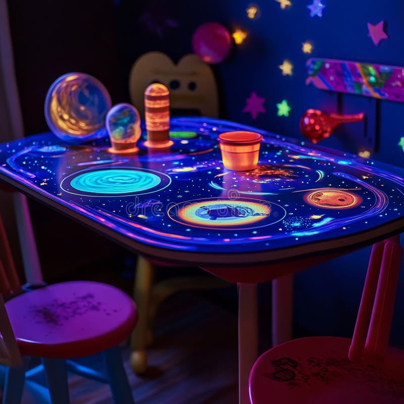 3d Illustration of a Table with a Pattern of Planets and Stars Stock ...