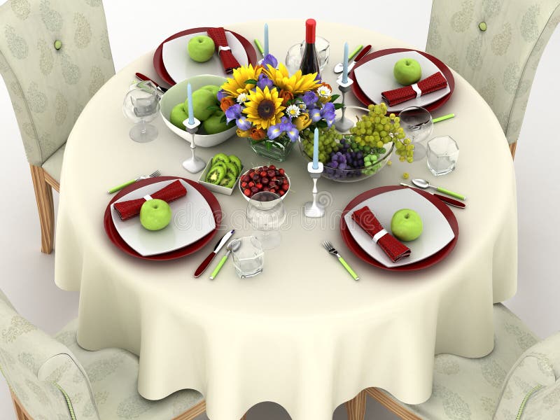 3d Illustration of Table Setting. Stock Illustration - Illustration of ... 3d Illustration of Table Setting. Stock Illustration - Illustration of ...