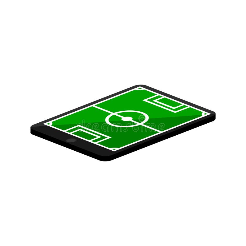 3D Illustration. Tablet with a Soccer Field instead of a Screen Stock ...