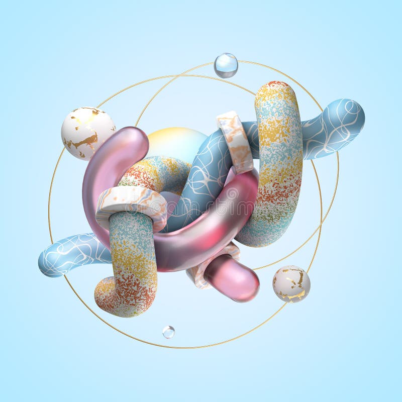 3D Illustration of Tangled Abstract Shapes Stock Illustration ...