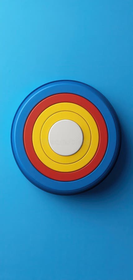 3D Illustration of a Target with White Circle and Arrow on Blue ...