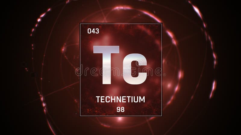 Technetium As Element 43 of the Periodic Table 3D Illustration on Red ...