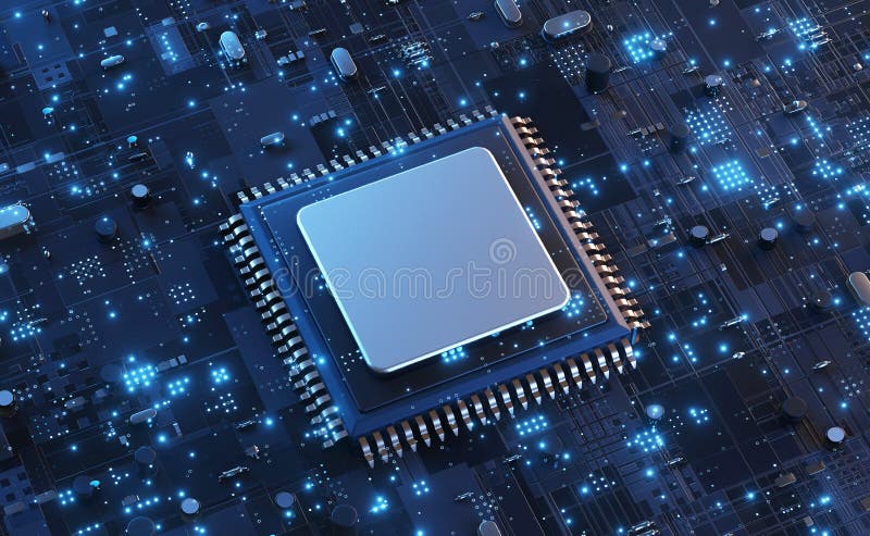 3d Illustration Technology Smart Motherboard Chip Creative Map Stock ...