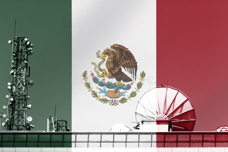 3D Illustration Telecommunications in Countries with the Flag of Mexico ...