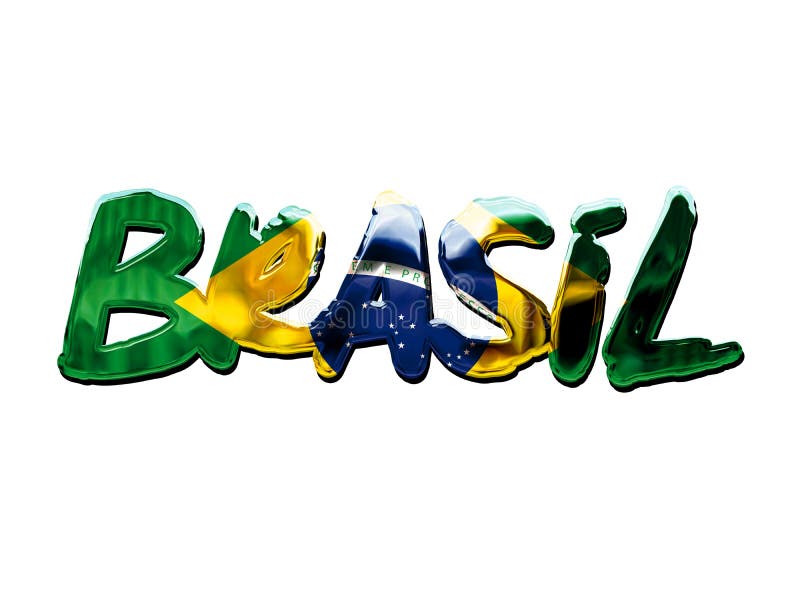 3d Illustration Text Brazil with Flag Background Stock Illustration ...