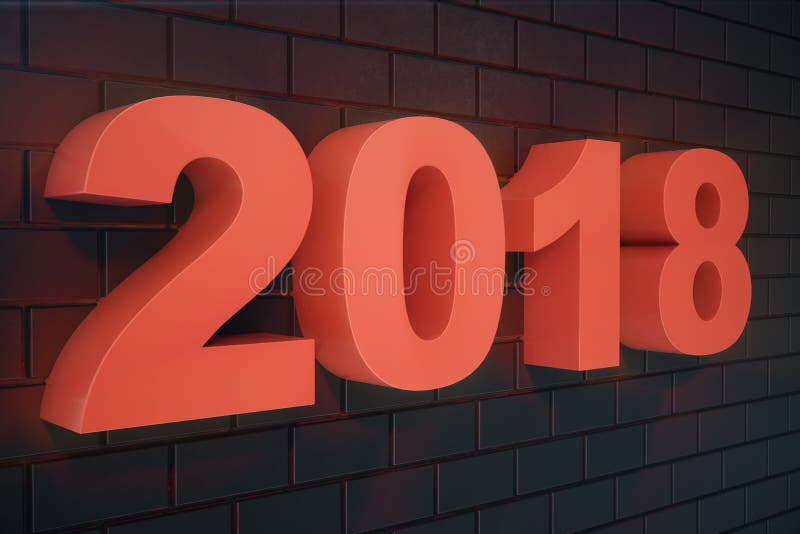 3D Illustration 2018 Text 3D Numbers. Happy New Year 2018 Text. Stock ...