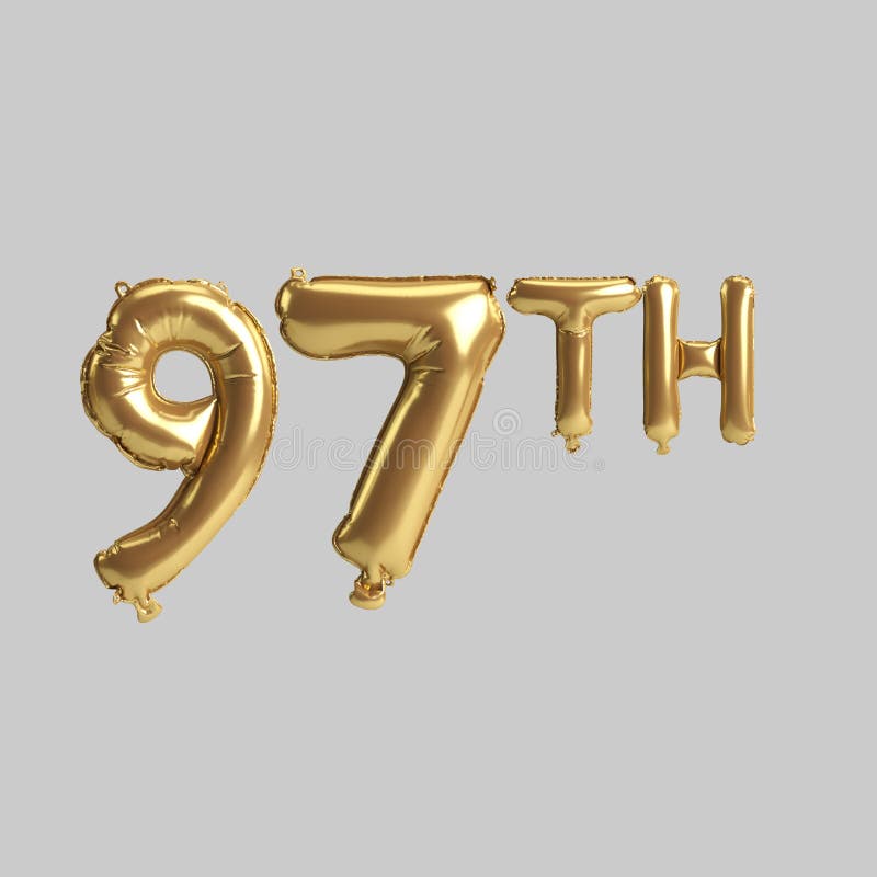 3d Illustration of 97th Blue Balloons Isolated on White Background ...