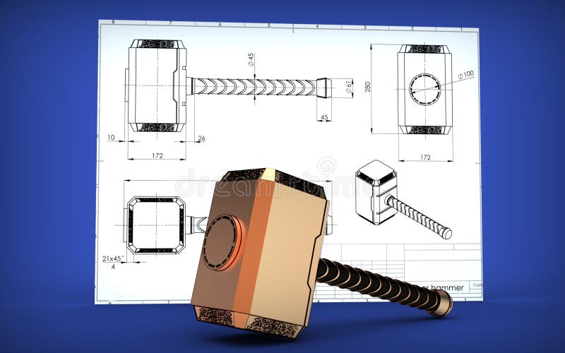 3d Illustration of Thor Hammer Stock Illustration - Illustration of ...