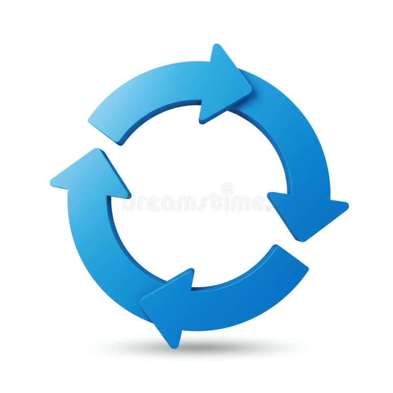 A 3D Illustration of Three Blue Arrows Forming a Circular Loop ...