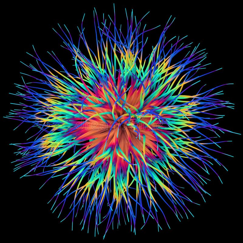 3D Illustration of Three-dimensional Object Like a Virus on Black ...