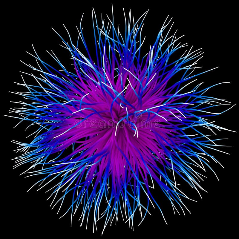 3D Illustration of Three-dimensional Object Like a Virus on Black ...