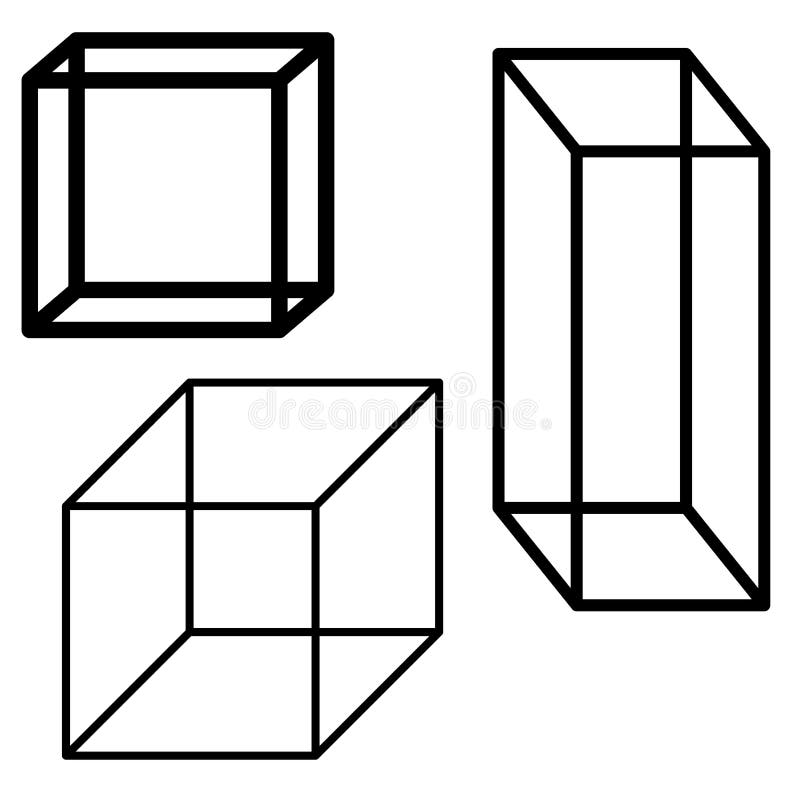 3d Illustration with Three-dimensional Square Lines. Concept Art ...