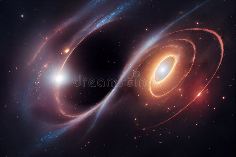 Three Merging Supermassive Black Holes Stock Illustration ...