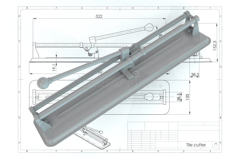 3D Illustration of Tile Cutter Stock Illustration - Illustration of ...