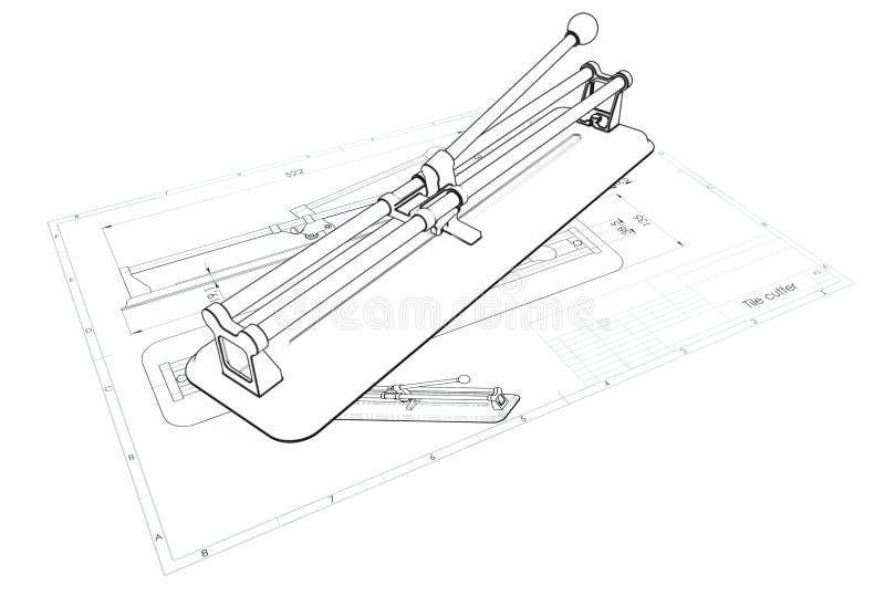 3D Illustration of Tile Cutter Stock Illustration - Illustration of ...