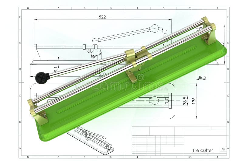 3D Illustration of Tile Cutter Stock Illustration - Illustration of ...