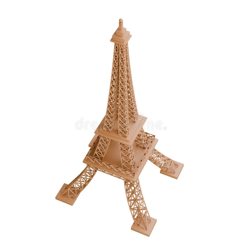 3d Illustration Tilted Eiffel Tower Model Isolated on White Background ...