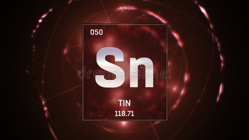 Tin As Element 50 of the Periodic Table 3D Illustration on Red ...