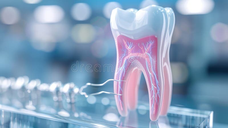 3D Illustration of Tooth Anatomy with Nerves Stock Illustration ...