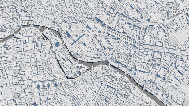 3D Illustration of a Top View of Berlin, Germany Stock Illustration ...