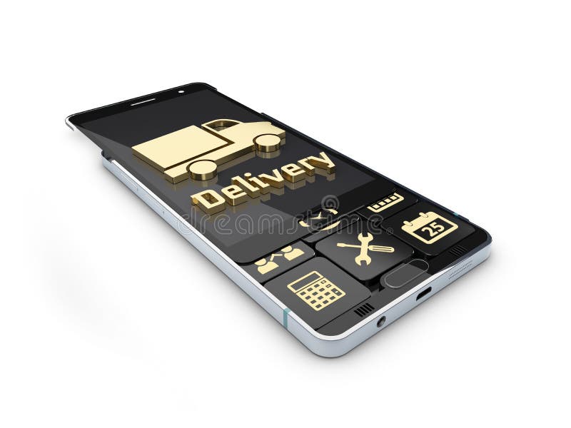 3d Illustration of Touchscreen Smartphone with Application Icons and ...