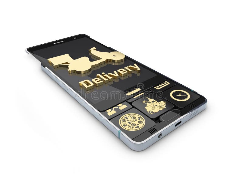 3d Illustration of Touchscreen Smartphone with Application Icons and ...