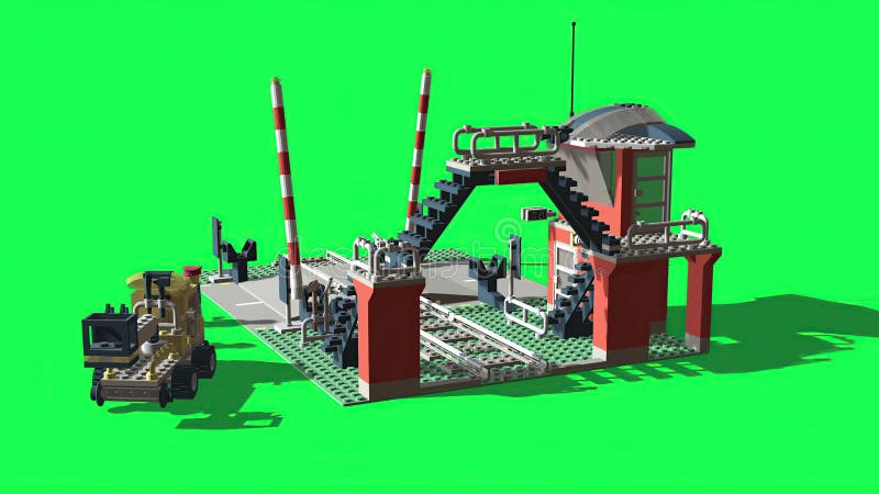 Train Level Crossing Made from Plastic Bricks Stock Illustration ...