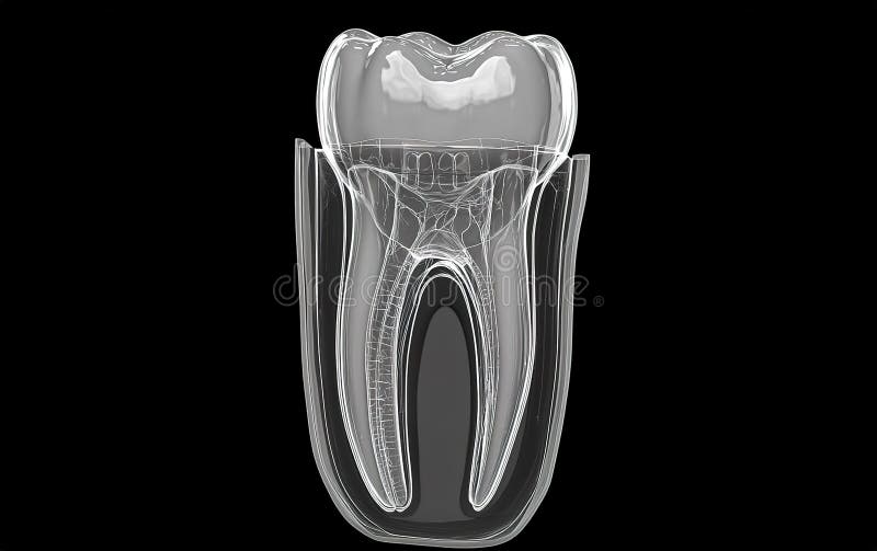 3D Illustration of a Transparent Human Tooth Model Showcasing Detailed ...