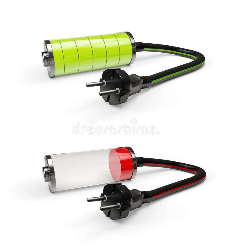 3d Illustration of Transparent Low and Full Batteries. Isolated White ...