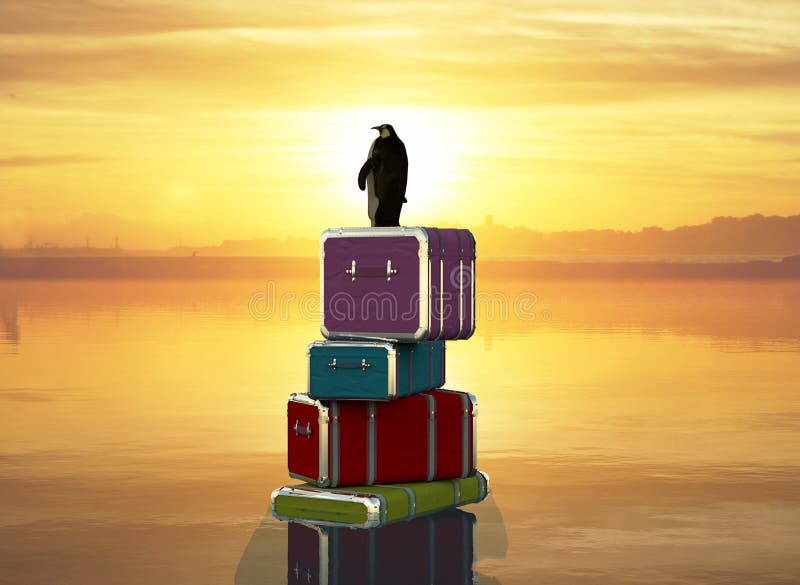3d Illustration of a Travel Penguin Stock Illustration - Illustration ...