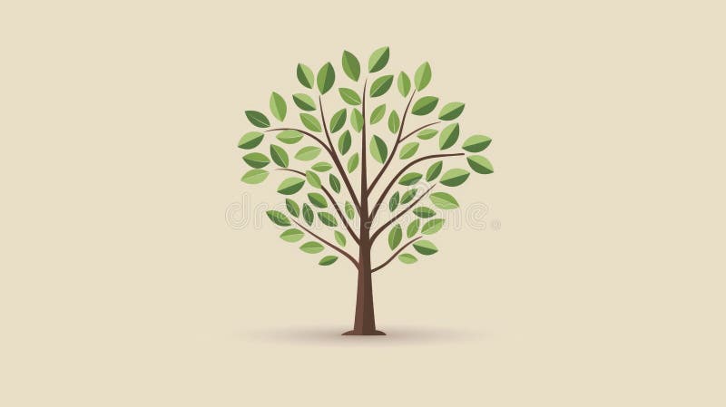 2D Illustration of a Tree Brown Trunk Green Leaves with Basic Shapes ...