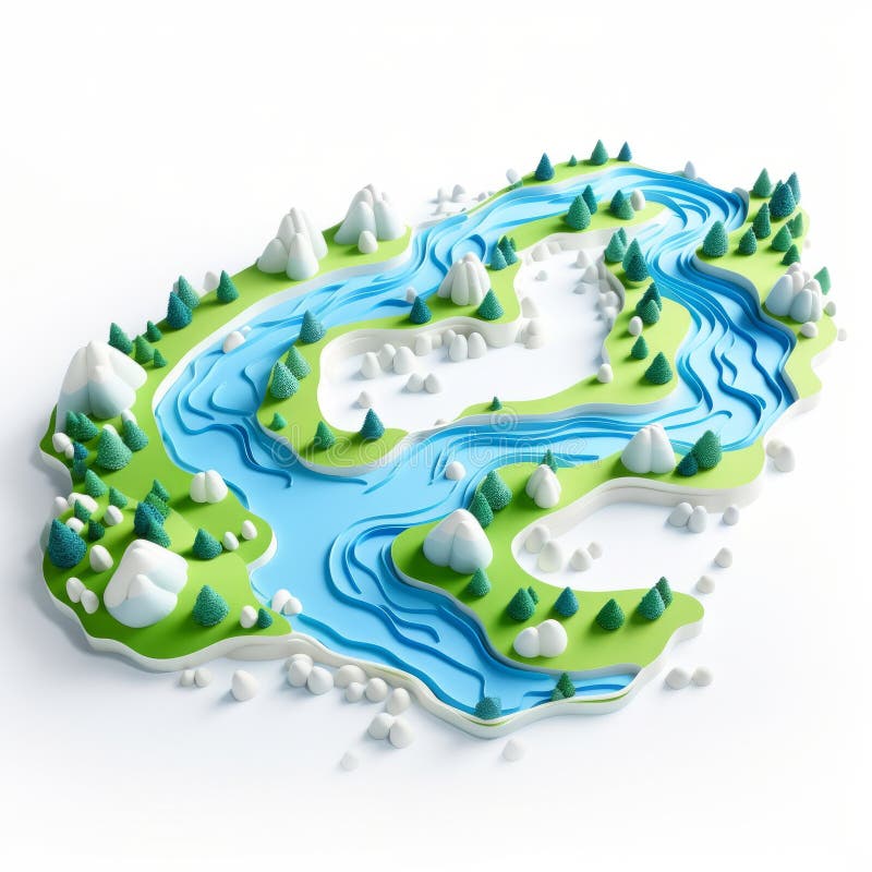 Playful 3d Concept of Natural Landscape with Innovative Design Stock ...