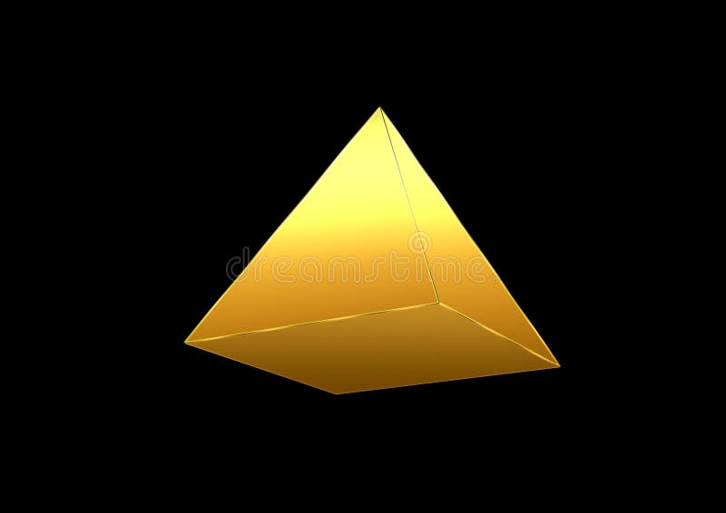 3d Illustration of a Triangular Pyramid Shining in Gold Stock ...