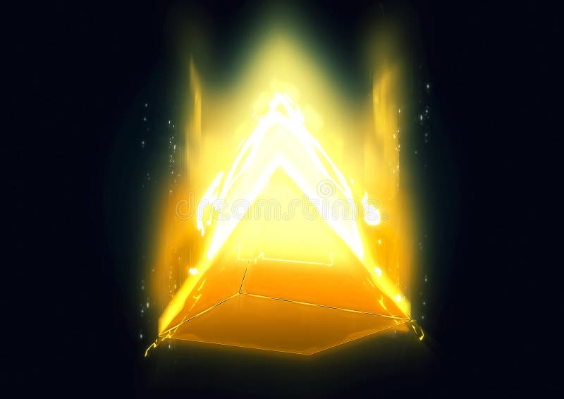 3d Illustration of a Triangular Pyramid Shining in Gold Stock ...