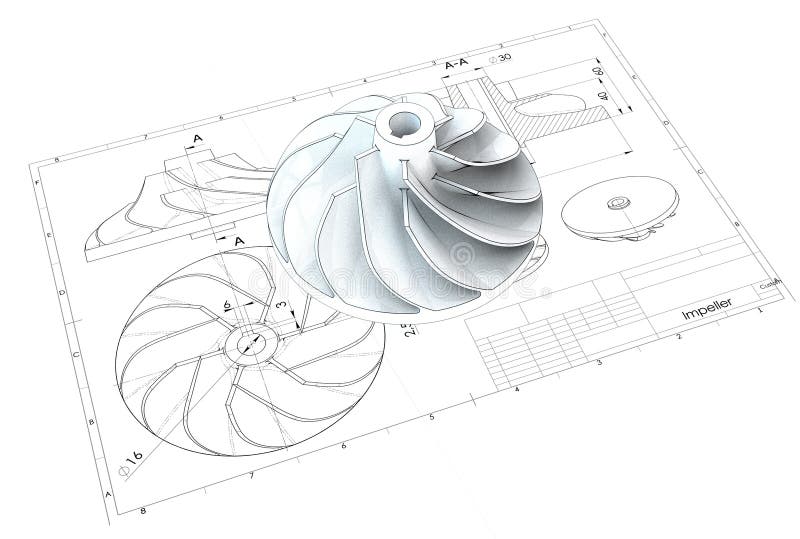 3D Illustration of Turbo Impeller Stock Illustration - Illustration of ...