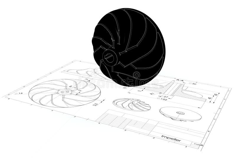 3D Illustration of Turbo Impeller Stock Illustration - Illustration of ...