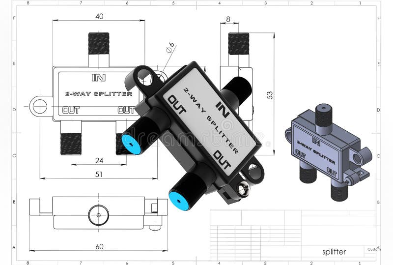 3d Illustration of TV Cable Splitter Stock Illustration - Illustration ...