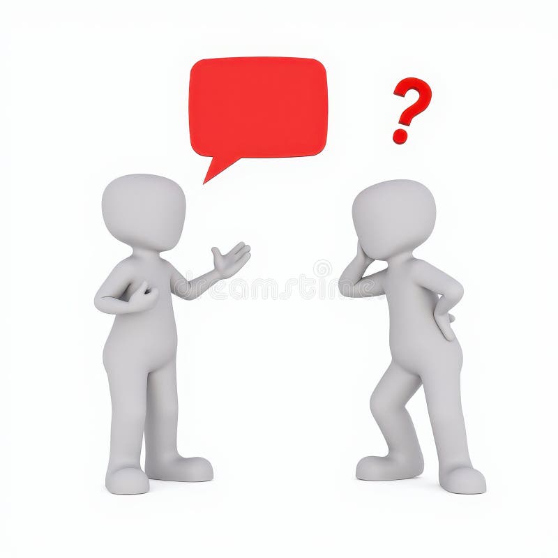 3D Illustration of Two Abstract Figures Having a Conversation with One ...