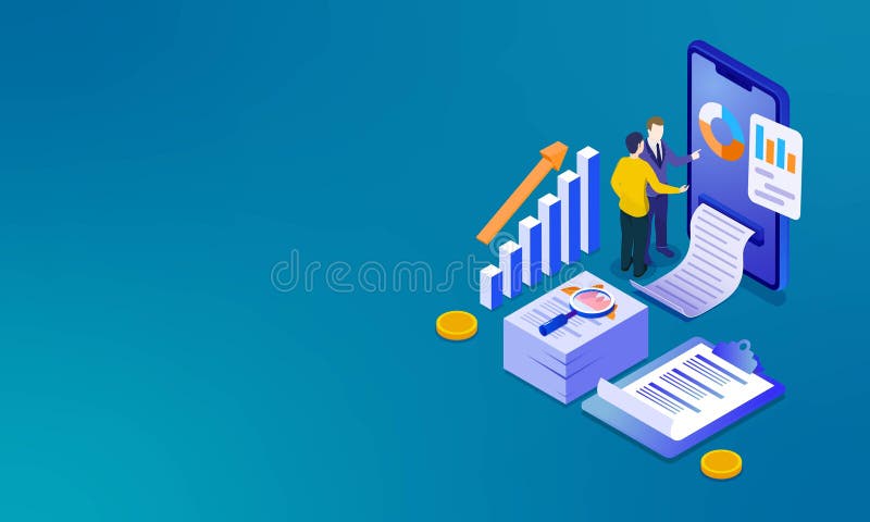 3D Illustration of Two Businessmen Checking Data from Smartphone with ...