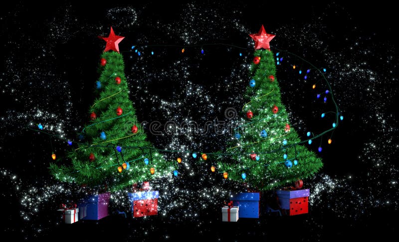 Two Christmas trees stock illustration. Illustration of holiday - 262862595