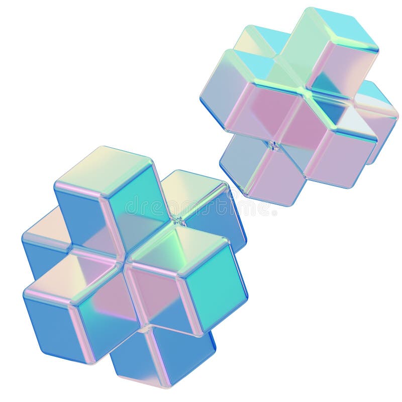 3d Illustration of Two Cubes with Chromatic Colors. 3d Render of Boxes ...